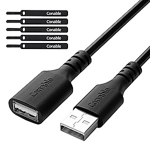 USB Extension Cable 4 Feet (3 Pack), USB Type A Male to Female USB 2.0 Extender Cord (from 2ft to 150ft for Selection), for Printer, Keyboard, Mouse, Flash Drive, Hard Drive with 5 Ties-4FT/3PK
