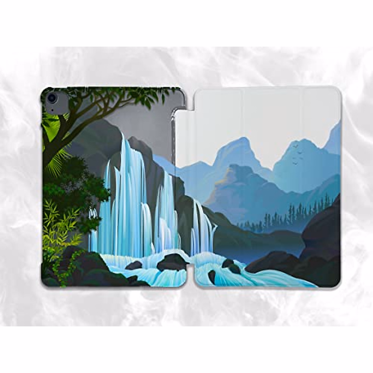 Forest Landscape Waterfall case Compatible with iPad Mini Air Pro 7.9 8.3 9.7 10.2 10.9 11 12.9 inch Pattern Cover New 2022 2021 Trifold Stand 3 4 5 6 7 8 9 Generation 518 (12.9 Pro 3/4/5 gen)