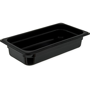 Carlisle FoodService Products Storplus High Heat Food Pan Steam Table Pan, Chafing Pan for Catering, Buffets, Restaurants, High Heat Plastic, 1/3 Size 2.5 Inches Deep, Black, (Pack of 6)
