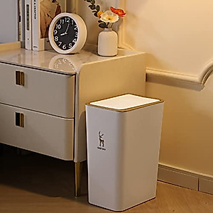 funest 2 Packs Bathroom Trash Can with Lid, Dogproof Wastebasket with Press Type Lid, Plastic Kitchen Waste Bins, Bathroom Garbage Bin Set for Home/Office/Rv/Bedroom（2 Packs,3.4+2.3 Gallon）