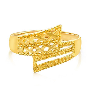 CHOW SANG SANG 999.9 24K Solid Gold Price-by-Weight 3.36g Gold Geometric, Cross Band Ring for Women 57601R | Size Adjustable (Approx. 0.09tael (~3.36g), Adjustable)