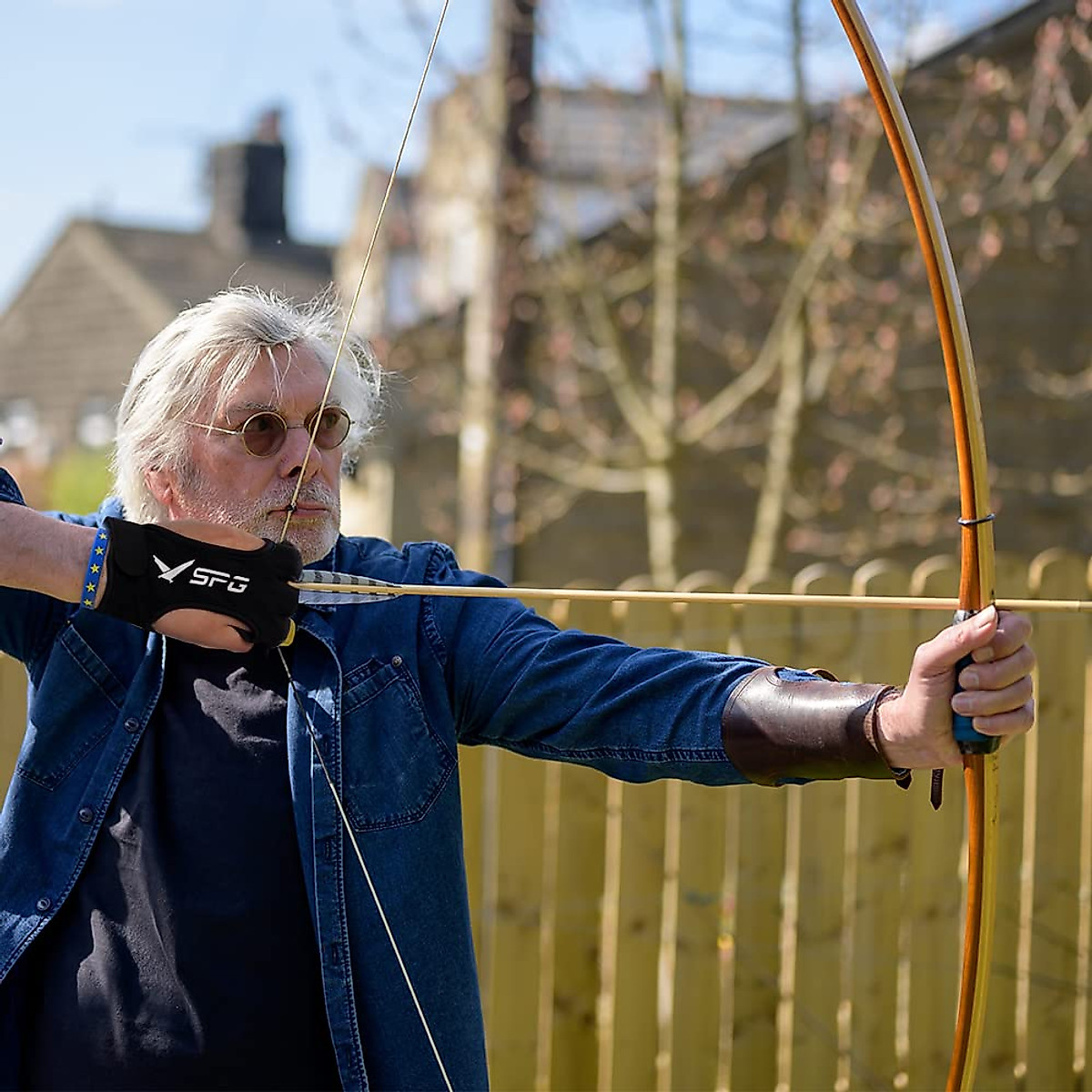 SOPOGER Archery Glove 3 Finger Gloves Youth Adult Finger Guard Protection for Recurve Bow Compound Bow Beginner Shooting Hunting Protector (Nylon Fabric, XL Size)