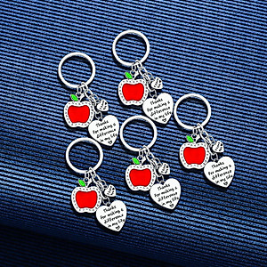 MADHAHEFU Teacher Gifts 5Pcs Teacher Keychains Appreciation Thank You Gift for Teacher Thanksgiving Day Gift Birthday Teachers Day Gift (Gow & Learn)