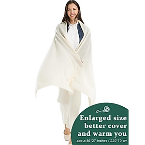 VIKIDEER 100% Cashmere Scarf Knitted Wrap Shawl Extra Large Long Scarf Stole for Women Wayfarer Travel White