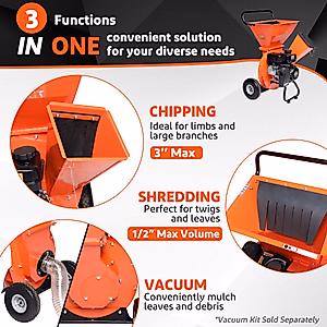 EFCUT C30 LITE Wood Chipper 15:1 Reduction Ratio 3-in-1 Multi-Function Wood Chipper [Bundle Deal]