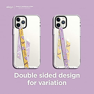 elago Phone Strap with Stickers, Phone Grip, Phone Loop Compatible with All Smartphone Case, Double Sided Design, Stickers Included, Compatible with Magsafe [Yellow Strap & Blueberry Ice Cream]