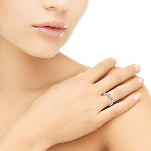 SOLIDSILVER- Sterling Silver Crystal Clear CZ Cluster Eternity Band Ring | Sizes 7