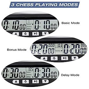HEEPDD Chess Clock Digital Chess Timer, Portable Digital Chess Clock Game Timer with Basic Bonus Delay Alarm Function for Board Games