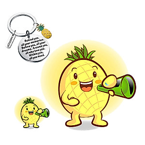 FEELMEM IVF Pineapple Gifts Infertility Warrior Gift Behind You All Your Memories Before You All Your Dreams Keychain IVF Gift for Infertility Mom (Pineapple-ky)