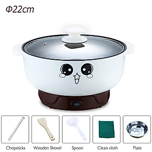 Electric Skillet with Lid Nonstick Multifunction Stainless Steel Small Electric Stockpot Hot Pot Skillet Steamed Egg Soup Porridge Fried Cooking 110V (2.8L, Electric Skillet)