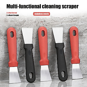 Kytasryl Multi-functional Stainless steel Scraper 4PCS, Mini Kitchen Cleaning Scraper Spatula, Bathroom Gap Cleaning Tool, walls or floors clearing scraper