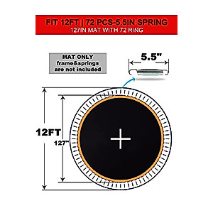 JumpTastic 127in Trampoline Mat, Fits 12Ft Frame Use 5.5in Spring (Not Include Spring, Mat's Diameter:127in)