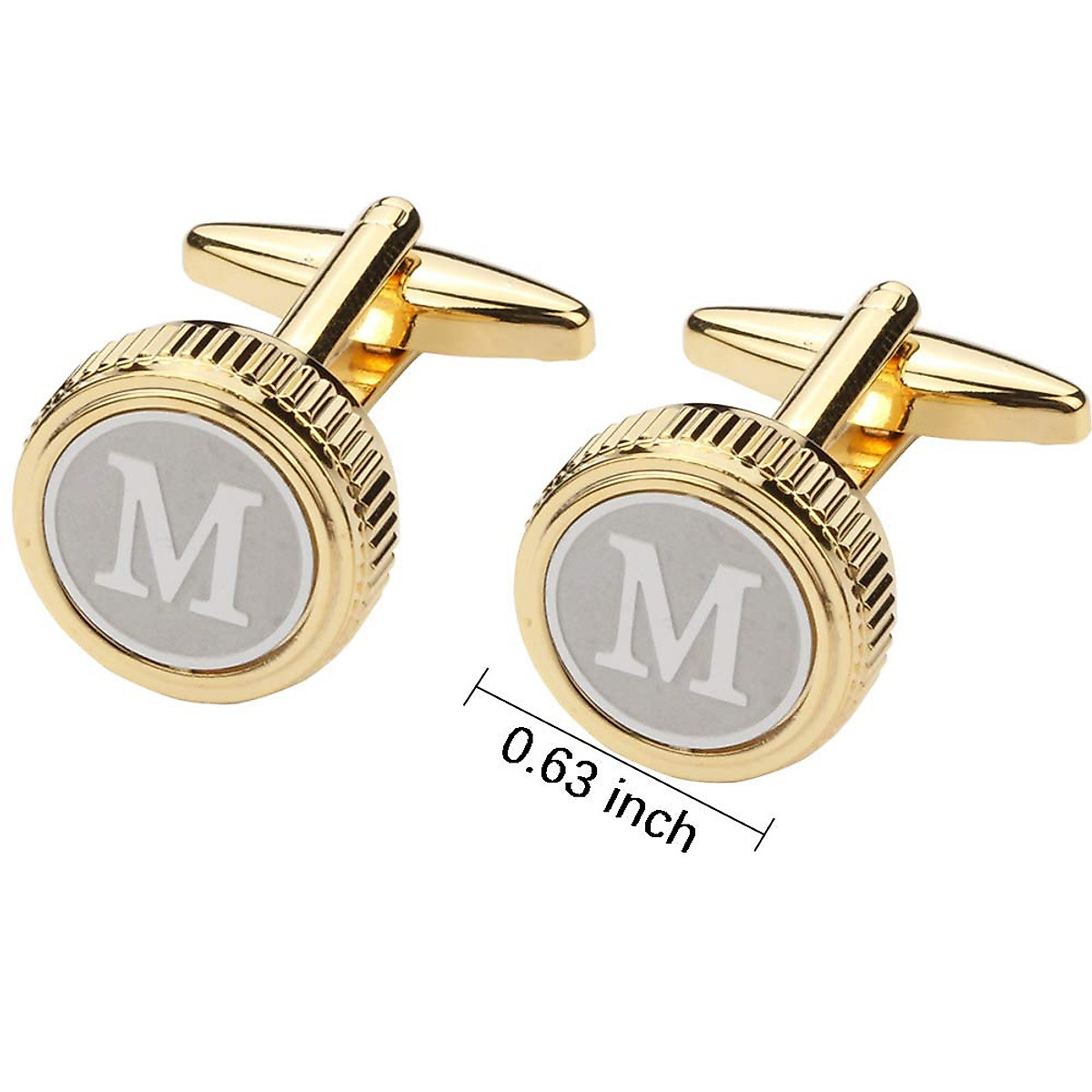GWD Mens Cufflinks Tie clips set Set Shirt Classic Initials Alphabet A-Z Gift Box ((Cufflinks Tie Clip Set) M)