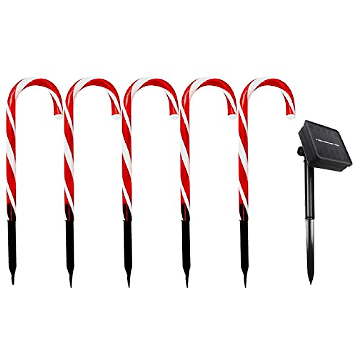 Christmas Candy Cane Lights,Solar Christmas Cane Light， Set 1 for 5 Waterproof Christmas Plug-in Lamp， LED Home Garden Courtyard Lawn Decoration Lights