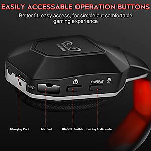 HUHD Wireless Gaming Headset for Nintendo Switch - USB Wireless Gaming Headsets Headphones for PS4 PS5 PC Computer with mic - 3.5mm Cable for Xbox one Over Ear