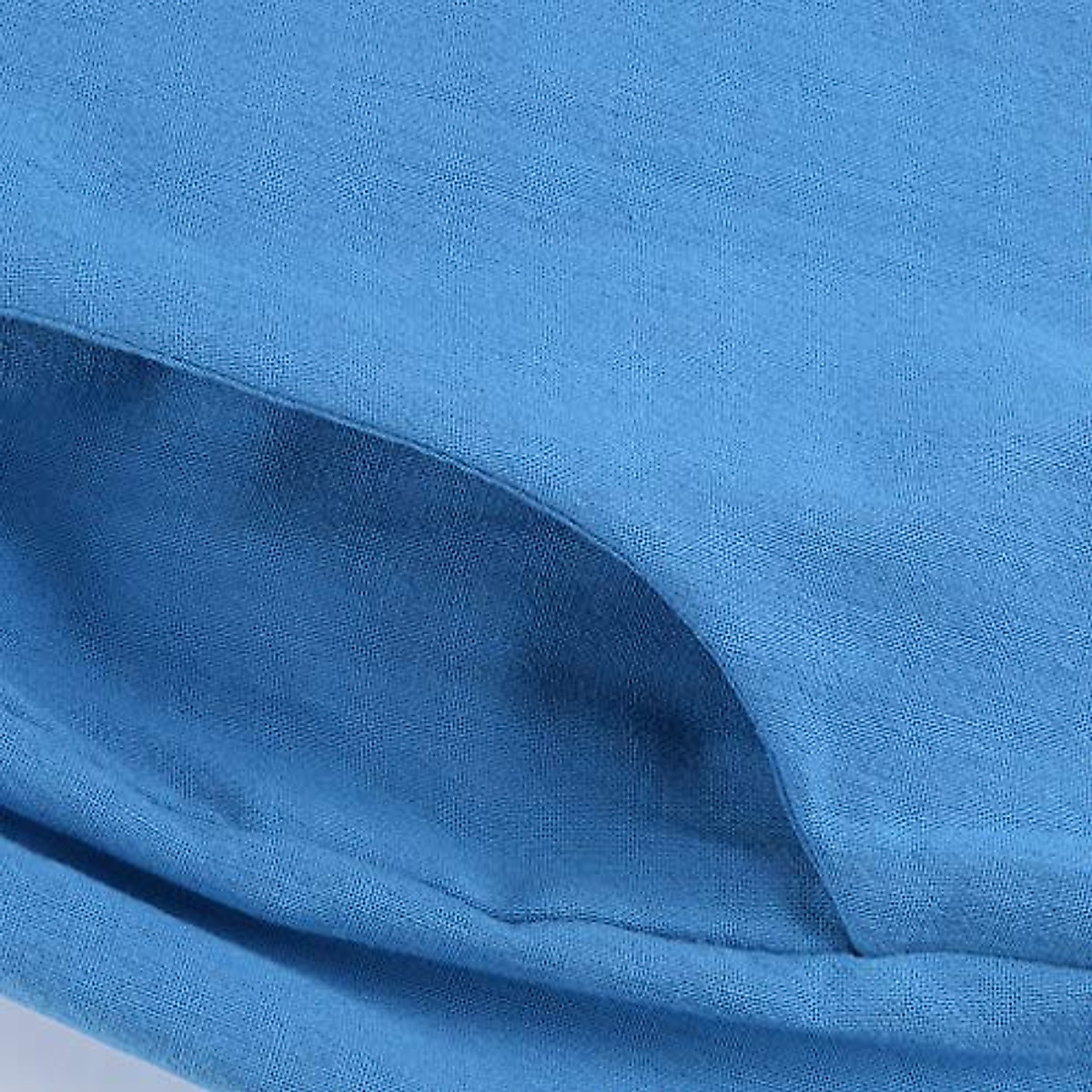 ZunFeo Women's Casual Linen Pants Smocked Waist Wide Leg Loose Fit Trousers Drawstring Palazzo Pants Summer Vacation Wear D-Blue