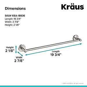KRAUS Elie 18-inch Bathroom -Towel Bar, Brushed Nickel Finish, KEA-18836BN