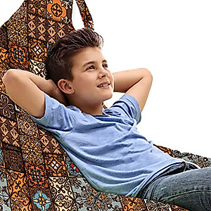 Lunarable Talavera Lounger Chair Bag, Hispanic Tile Motifs Vintage Design Mosaic Ornamental Swirls Image, High Capacity Storage with Handle Container, Lounger Size, Multicolor