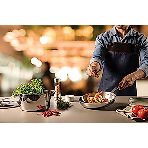 Tramontina 65140/106 Grano Stainless Steel Pot, Frying Pan, 7.9/10.2/6.3 inches (20/26 / 16 cm), 3-Piece Set, Grano Stainless Steel, All 3-Layer, Gas Induction Compatible, Made in Brazil