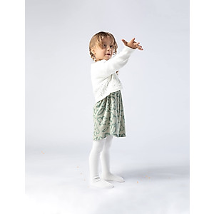 Petrass Baby Girls Cable Knitted Tights Infant Full-Footed Seamless Cotton Tights New-born Girls Seamless Leggings (Black/Ivory/Grey, 0-3 Months)