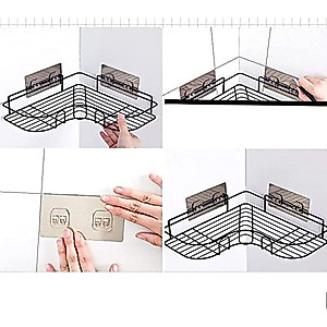 ROFRA Corner Shower Caddy Shelf 2-Pack Wall Mounted Shower Bathroom Shelf with Adhesives, Storage Organizer for Bathroom, Dorm and Kitchen,Black