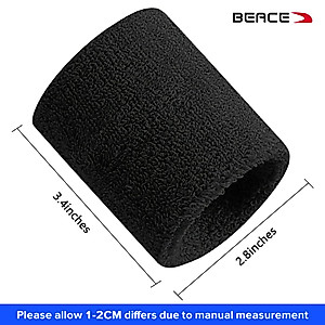 BEACE Sweatbands Sports Wristband for Men & Women - Moisture Wicking Athletic Cotton Terry Cloth Sweatband for Tennis, Basketball, Running, Gym, Working Out