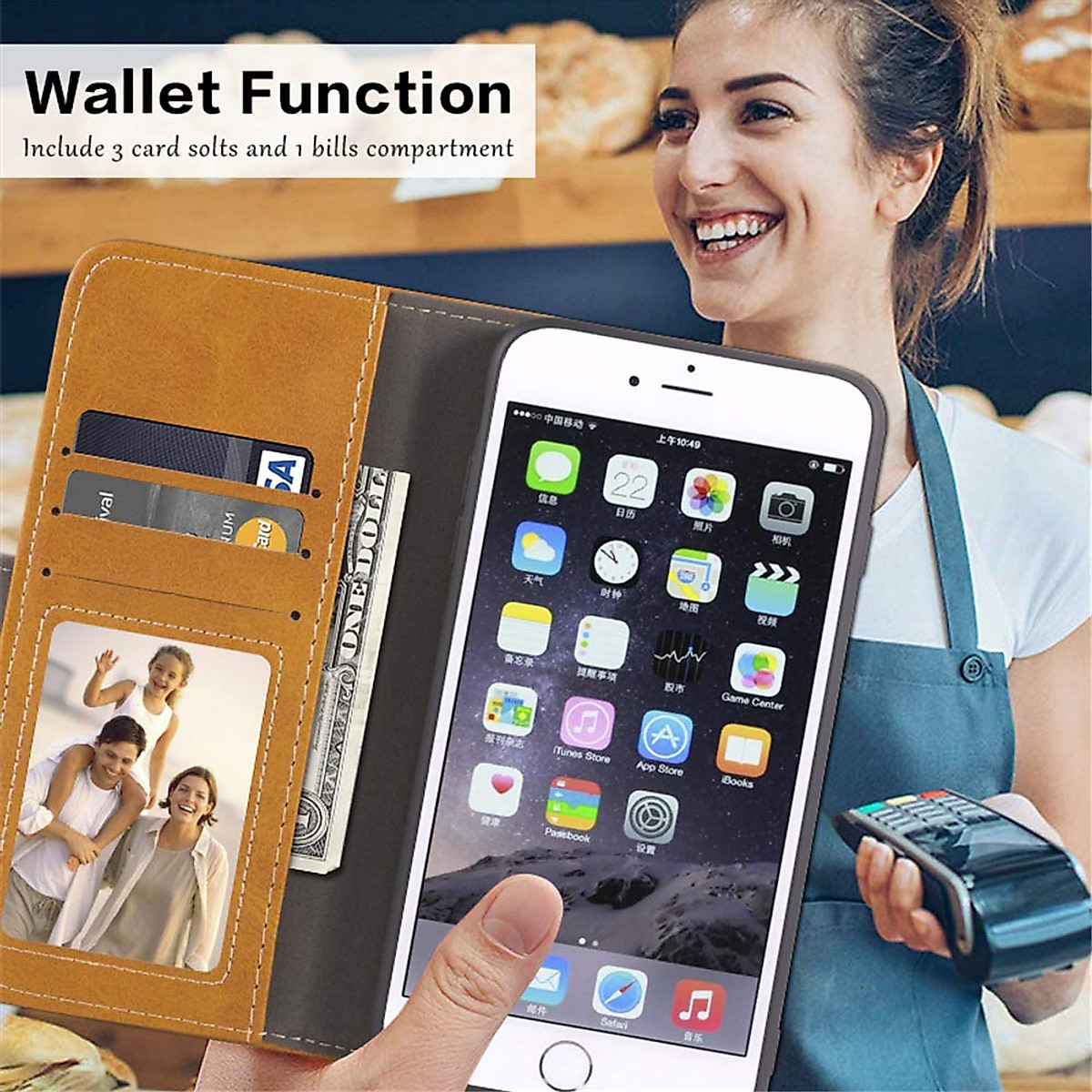 for Gigaset GS110 Case, Leather Wallet Case with Cash & Card Slots Soft TPU Back Cover Magnet Flip Case for Gigaset GS110 (6.1”)