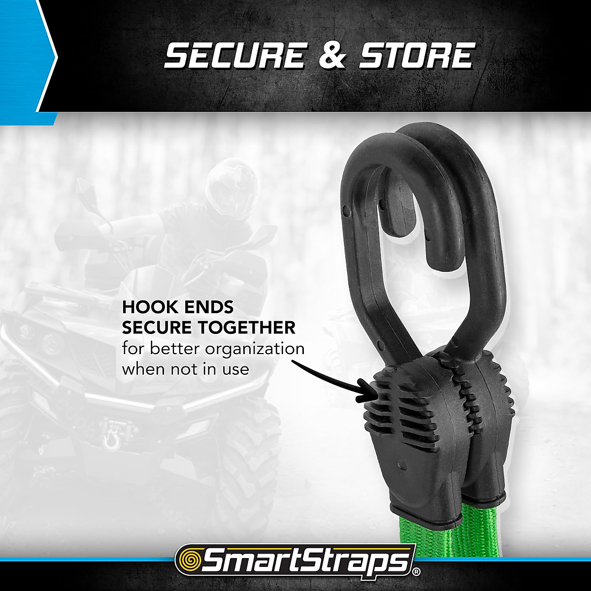 SMARTSTRAPS - 215 SmartStraps Bungee Cords (10pc Value Pack) – Secure Luggage, Coolers and Other Light Loads for Transport – Flat Strap Bungee Cords Distribute Load to Reduce Slipping