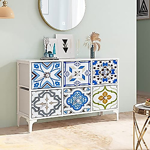 LYNCOHOME Dresser for Bedroom with 6 Drawers, White Dresser Storage Organizer, Chest of Drawers for Bedroom, Closet, Entryway, Living Room, Hallway, Nursery Room