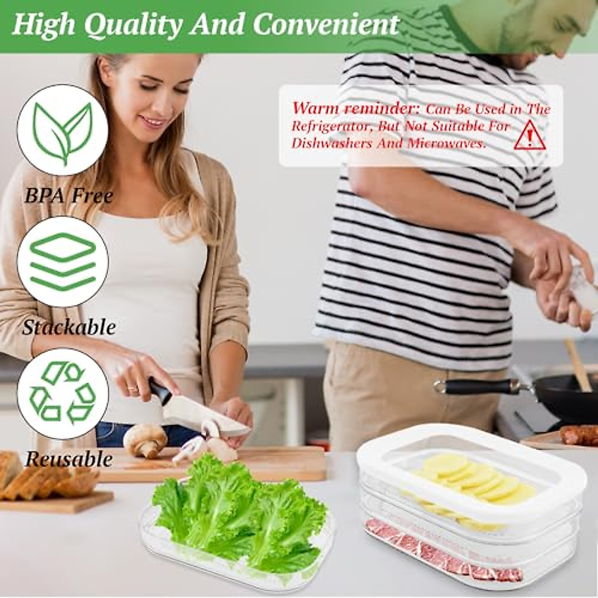 Feunu Deli Meat Container for Fridge, 3pcs BPA-Free Rectangular Lidded Box with Flip Top Lid, 18.6oz Each, 5x6 inches