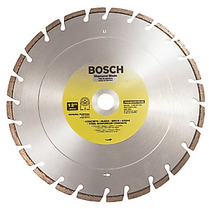Bosch DB1261 Premium Plus 12-Inch Dry or Wet Cutting Laser Fusion Segmented Diamond Saw Blade with 1-Inch Arbor for Reinforced Concrete