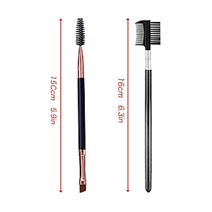 Duo Eyebrow Brush, Eyebrow Brush Eyelash Comb and Eyebrow brush, Professional Angled Eye Brow Brush and Spoolie Brush Set. (Black+Black)