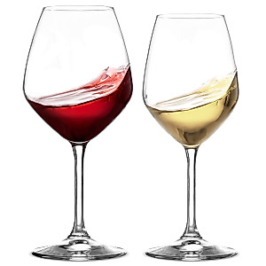 Paksh - 8 piece - Italian Red Wine Glasses 18 Ounce (4 Pieces) - and White Wine Glasses 15 Ounce (4 Pieces) Bundle, Lead-Free - Wine Glass, Shatter Resistant, Clear