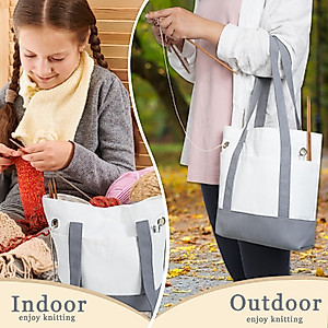 LeCorner Yarn Bag, Canvas Tote Crochet Bag Organizer, Lightweight Yarn Storage Knitting Bag for Crocheting, Portable Travel Crochet Bags and Totes, Crochet Accessories, Knitting Kit Holder