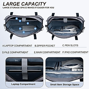 EMPSIGN Laptop Tote bag for women 16 Inch, Stylish Computer Shoulder Tote Bag for Work, Large Capacity Quilted Laptop Briefcase, Waterproof Women Business Office Bag, Quilted Grey