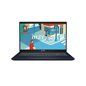 MSI Modern 15 Laptop: Intel Core i7-1355U, Intel Iris Xe, 15.6" FHD, 16GB DDR4, 1TB NVMe SSD, 180-Degree Lay-Flat, Type C, Win 11 Home: Star Blue B13M-447US