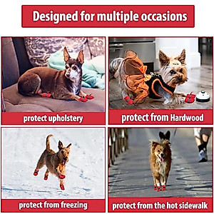 Dog Shoes for Small Medium Dogs and Puppy Paw Protectors Booties Dog Shoes for Hot Pavement Boots Anti-Slip red-3