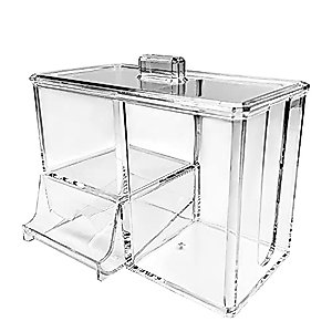 TECHMERI Cotton Swabs Holder Q Tips Holder Cotton Pads Holder Cotton Ball Holder Container with Lid Dispenser, Clear Bathroom Vanity Makeup Organizer