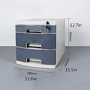 BXYXJ Desktop Drawer Organizer, Multi Functional 3/5 Tier A4 File Cabinet, for Desktop Office Supplies, with Security Lock and Label Index. (Size : 3 Layers)