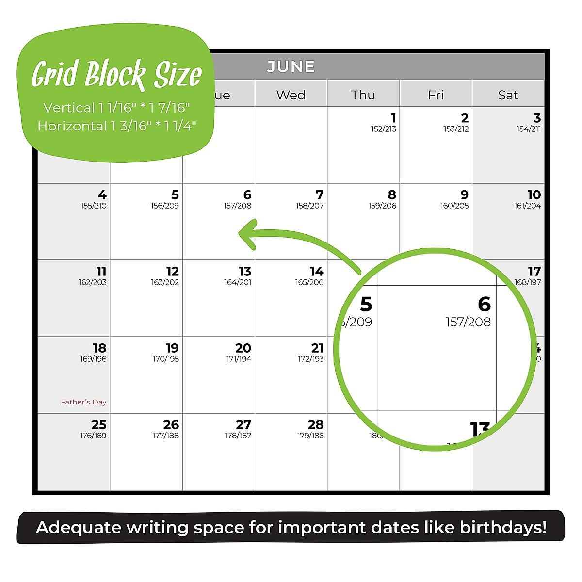 WallDeca Large Dry Erase Calendar for Wall - 2024 Wall Calendar Dry Erase Monthly Yearly Planner - Laminated White Board Calendar Sheet - Horizontal/Vertical Layout - 24" x 36" Dry Erase Wall Calendar