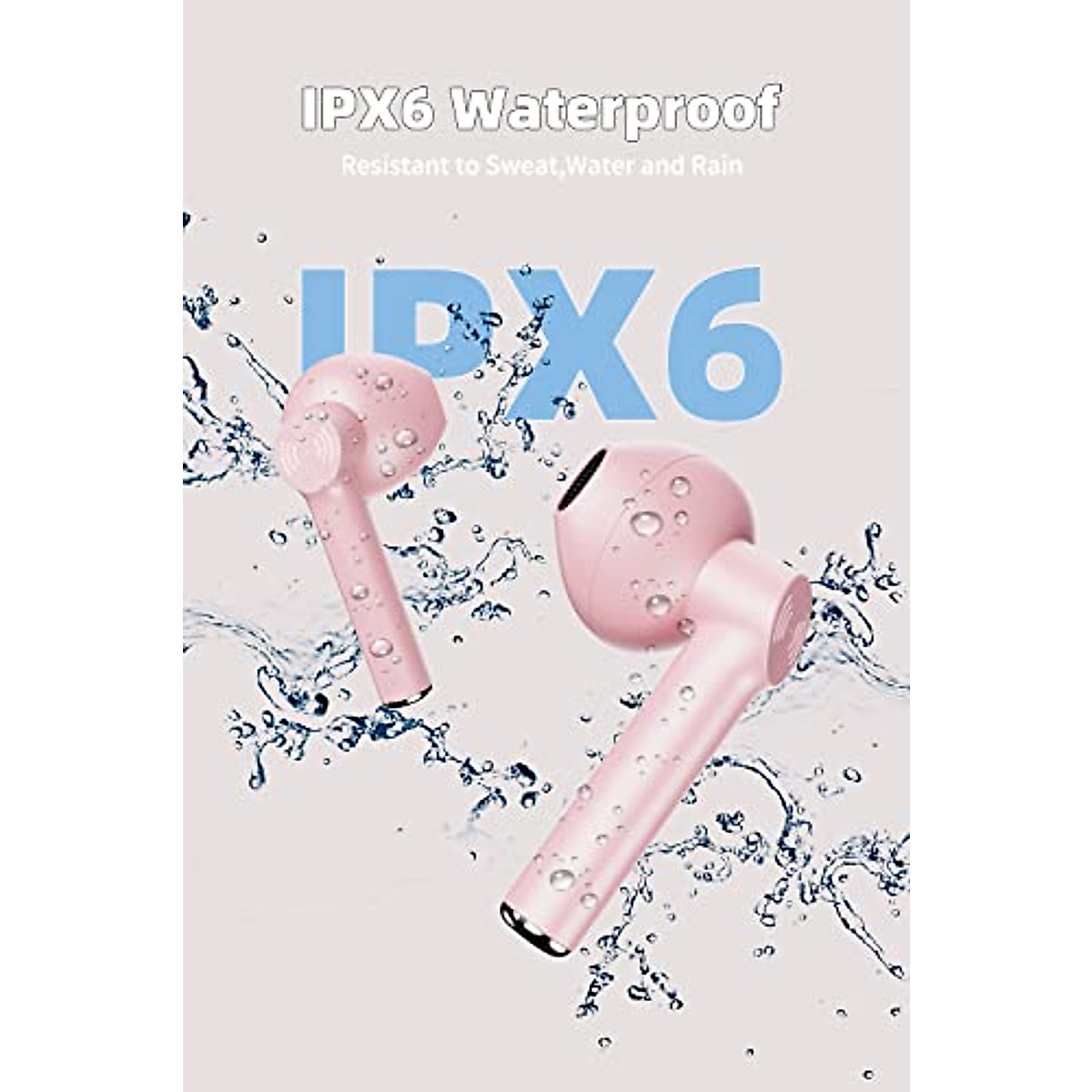 Wireless Earbuds,ENC Noise Cancelling Deep Bass in-Ear Stereo Ear Buds,IPX6 Waterproof Bluetooth 5.1 Headphones with Mic, USB-C Charging Case, Touch Control Earphones for iPhone & Android Pink