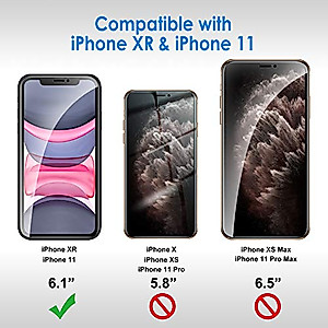 JETech Privacy Screen Protector for iPhone 11 and iPhone XR 6.1-Inch, Anti Spy Tempered Glass Film, 2-Pack