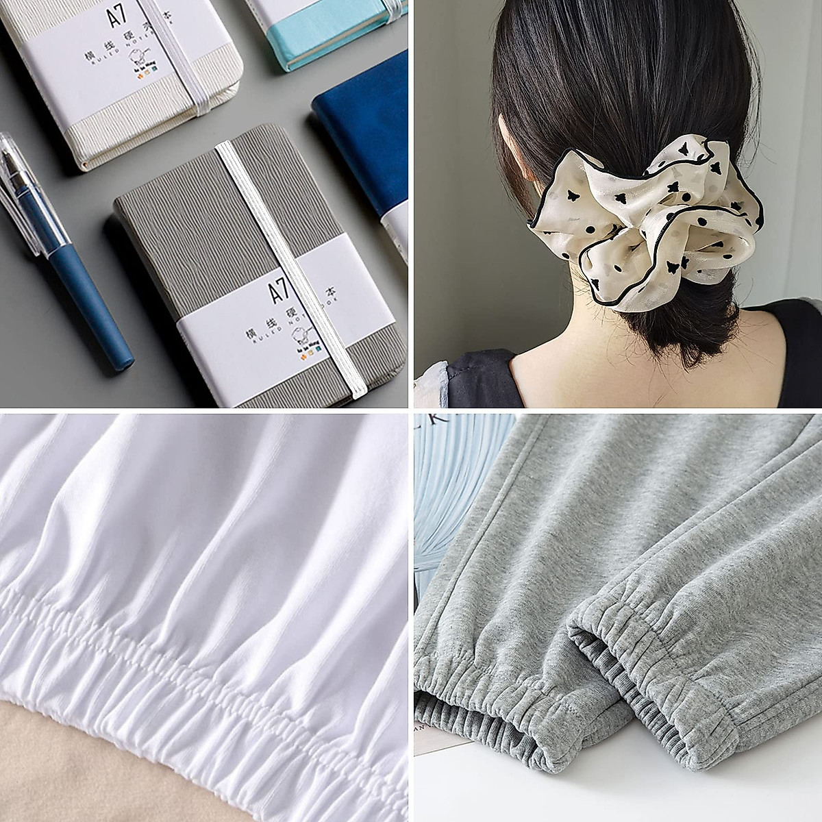 Flat Elastic Band for Sewing, 1/2 inch 50 Yards High Elasticity White Elastic Cord Elastic Rope Knit Elastic Spool for Sewing DIY Crafts(White,1/2 Inch * 50 Yard)