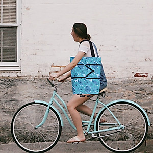 Cabilock 2Pcs Folding Shopping Bags Portable Collapsible Trolley Bags with Wheels for Women As Shown