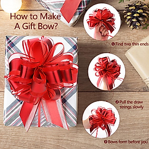 AMCAMI 20 Pieces Large Red Pull Bows for Gift Wrapping Christmas Gift Bows Organza Pull Bow for Xmas Gift Decoration Big Red Ribbon Bows for Wedding Party Birthdays Holidays