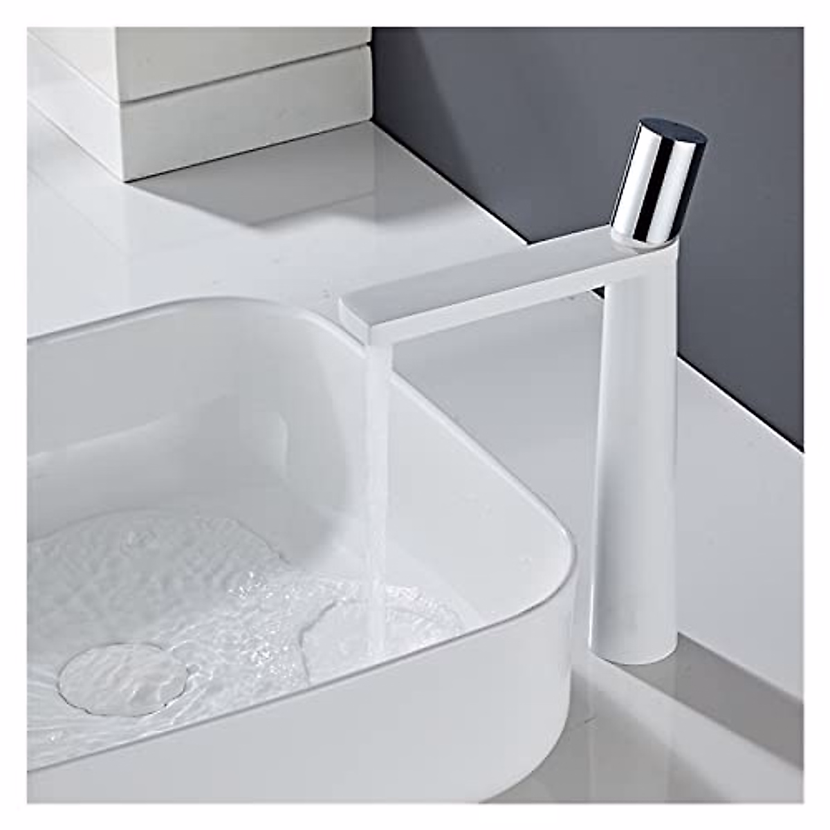 Black Brass Bathroom Basin Sink Faucets Single Hole Handle Hot and Cold Water 360 Degree Rotation Deck Mounted for Bath Kitchen (Color : Ws Tall)