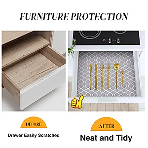 Glotoch Shelf Liners for Kitchen Cabinets 12” x 20FT-Non Adhesive Cabinet and Drawer Liner Roll for Fridge/Wire Shelf/Glass Shelves, Double Sided Non-Slip Durable and Strong, Quatrefoil Gray