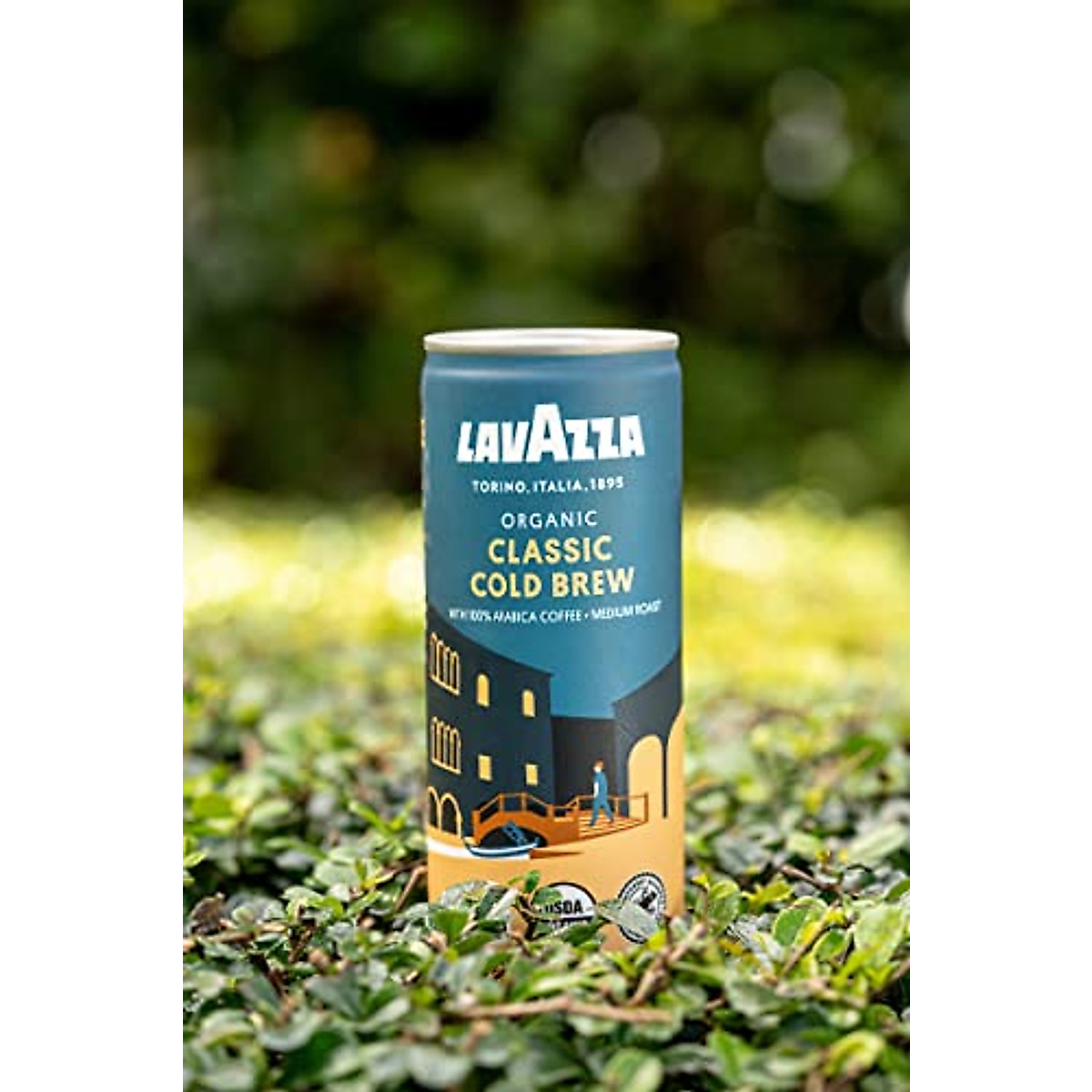 Lavazza Organic Classic Cold Brew Coffee, (Pack of 4 Cans / 8 Fluid Ounce Each) Balanced, Complex, Sweet, Medium Roast, 100% Arabica, USDA Certified Organic, Rainforest Alliance Certified