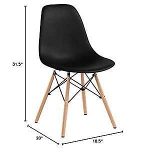 DSW Slope Black Molded Plastic Dining Side Chair with Beech Wood Eiffel Legs