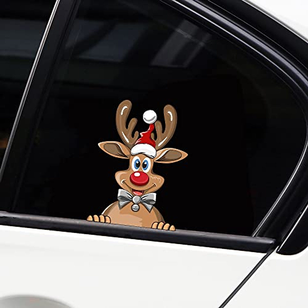 Dreothy Christmas Decor Reindeer Peeking Sticker, Car Window Decals Vinyl Waterproof Stickers for Cars Truck SUV Laptop Bumper Car Stickers and Decals (Christmas Reindeer)